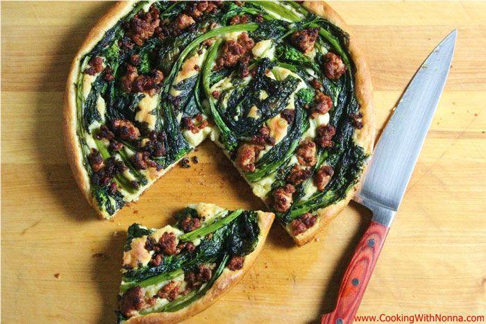 Focaccia with Sausage and Broccoli Rabe