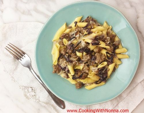 Garganelli with Sausage Radicchio and Cream
