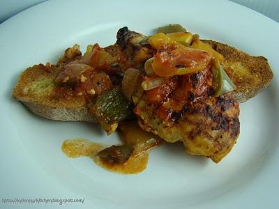 Pan Grilled Chicken in Peperonata