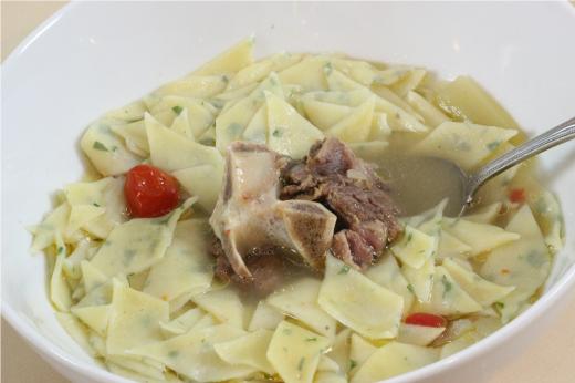 Parsley Straccetti with Meat Soup