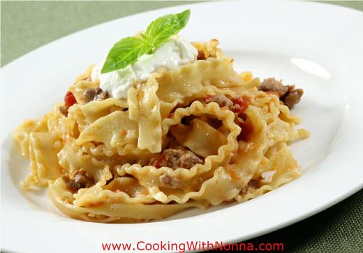 Tripoline with Sausage and Whipped Ricotta