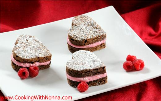 Nutella Heart Brownies with Raspberry Cream Cheese Buttercream